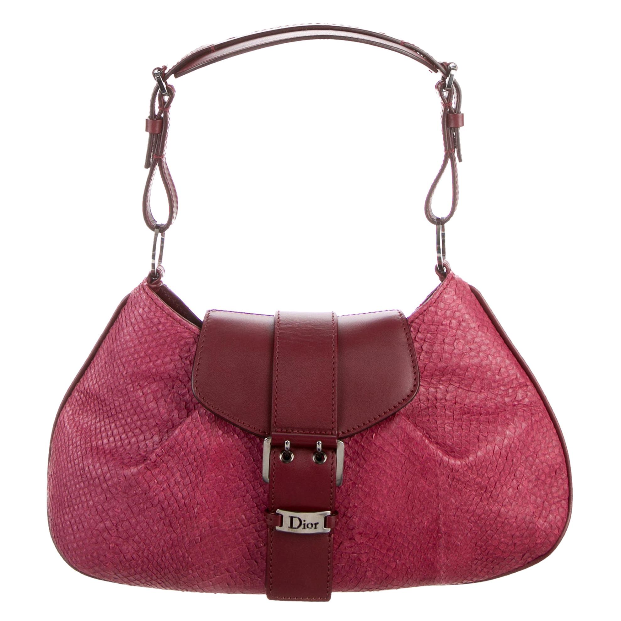 Christian Dior Snakeskin Silver Ring addle Top Handle Satchel Shoulder ...