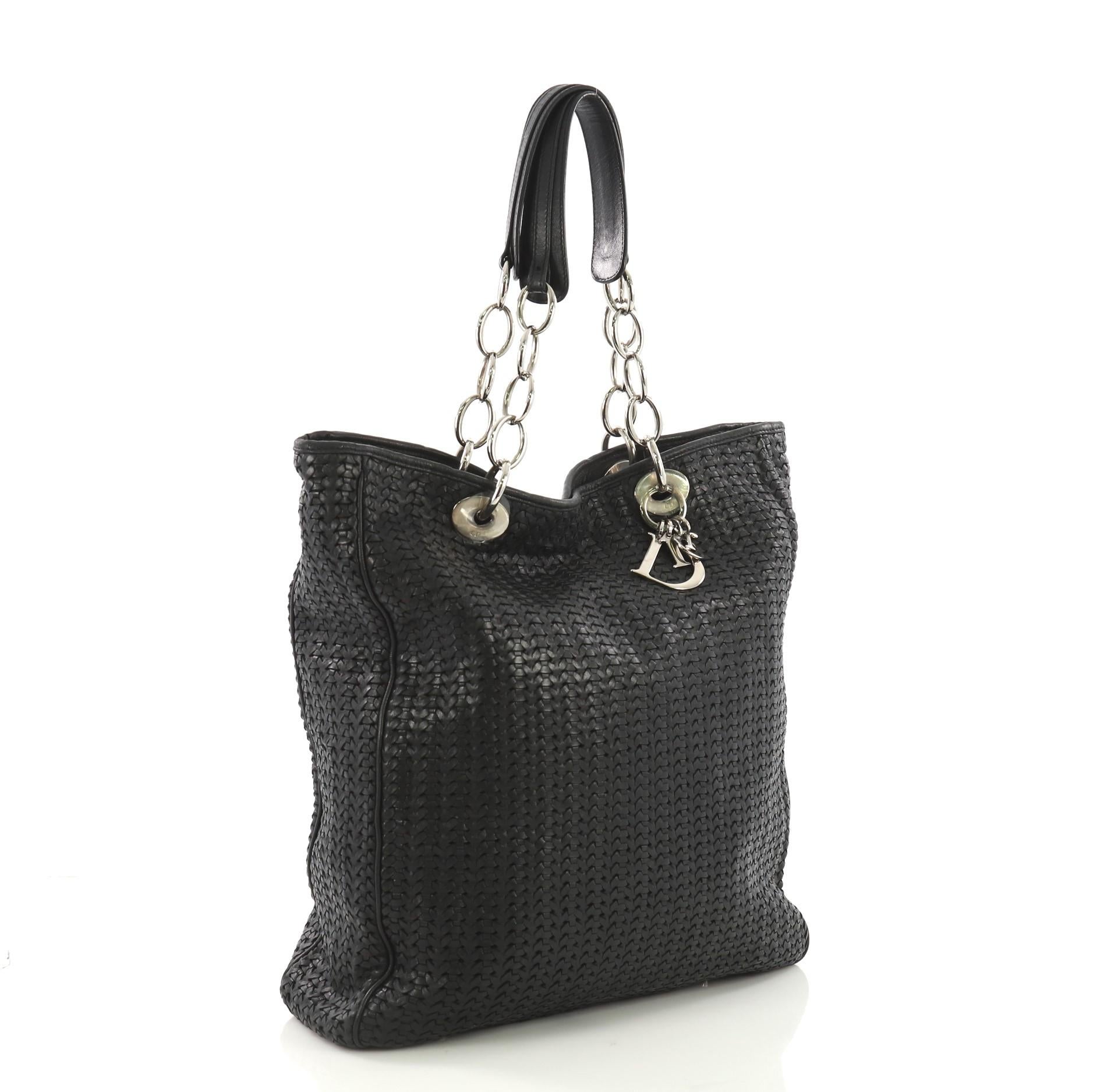 Christian Dior Soft Chain Tote Woven Leather Medium at 1stDibs
