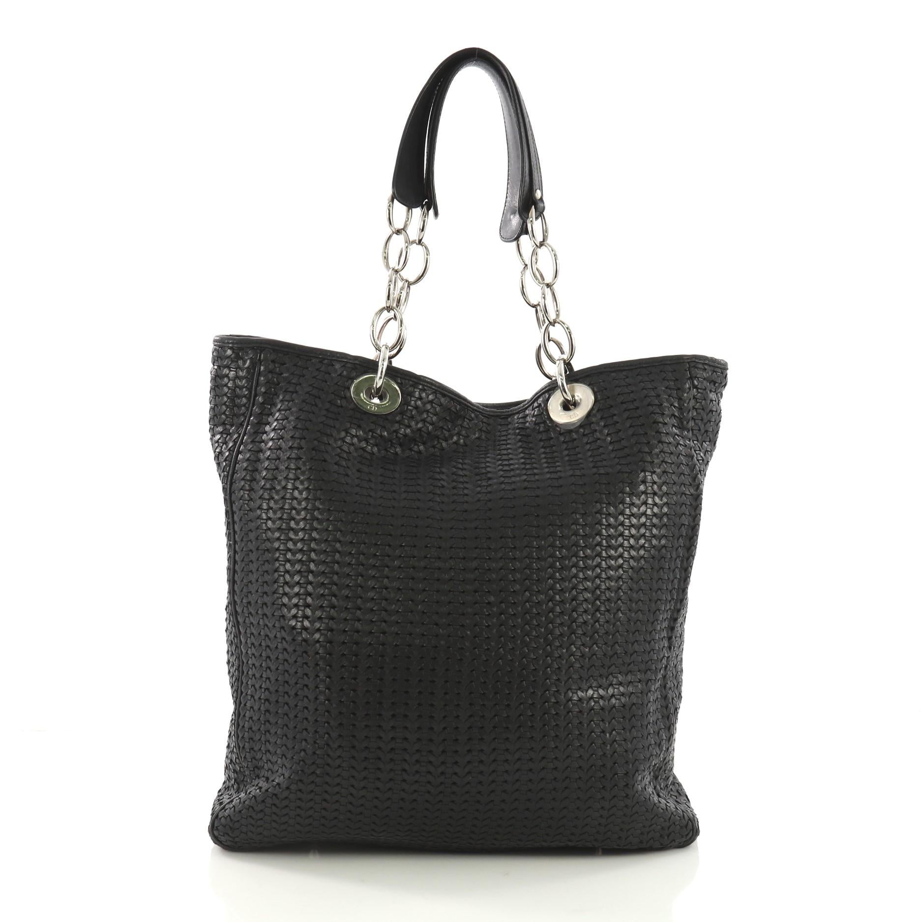 Christian Dior Soft Chain Tote Woven Leather Medium at 1stDibs