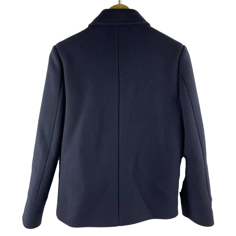 Christian Dior Solid Button Navy Wool Peacoat Jacket 36 US 4 For Sale at 1stDibs