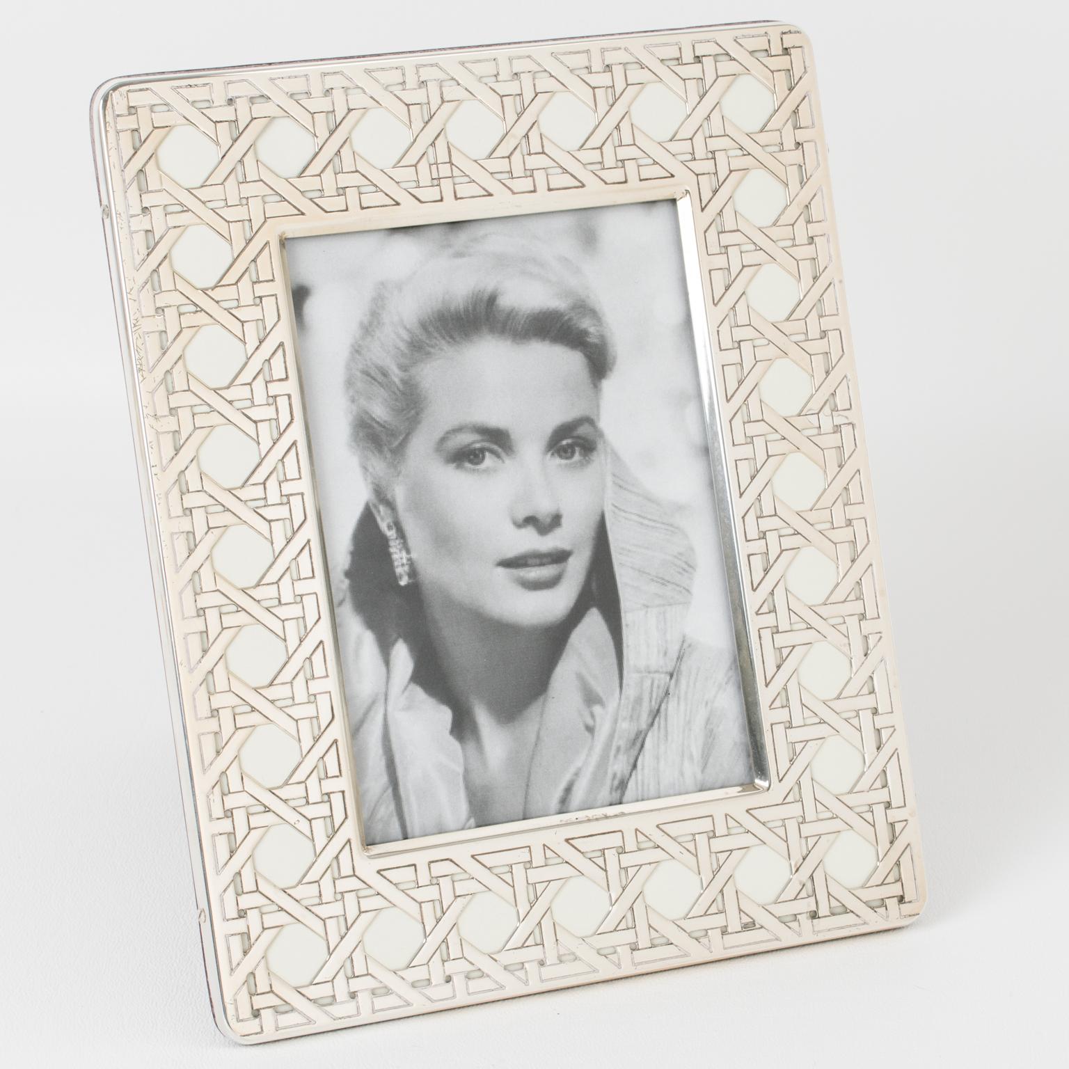 Christian Dior Sterling Silver Picture Frame with Cane-work Wicker ...