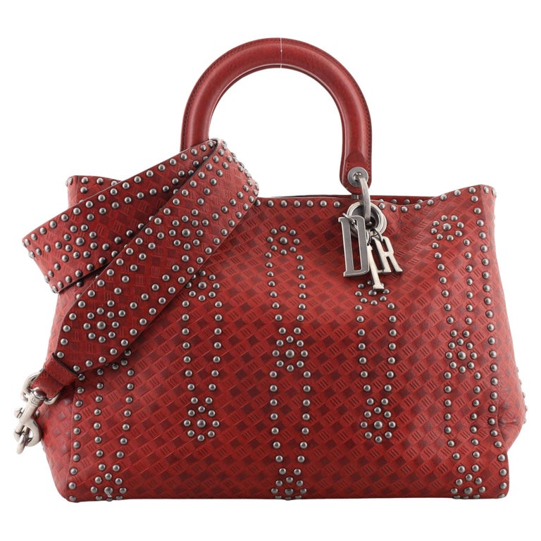 Christian Dior Supple Lady Dior Bag Studded Embossed Leather Large For ...
