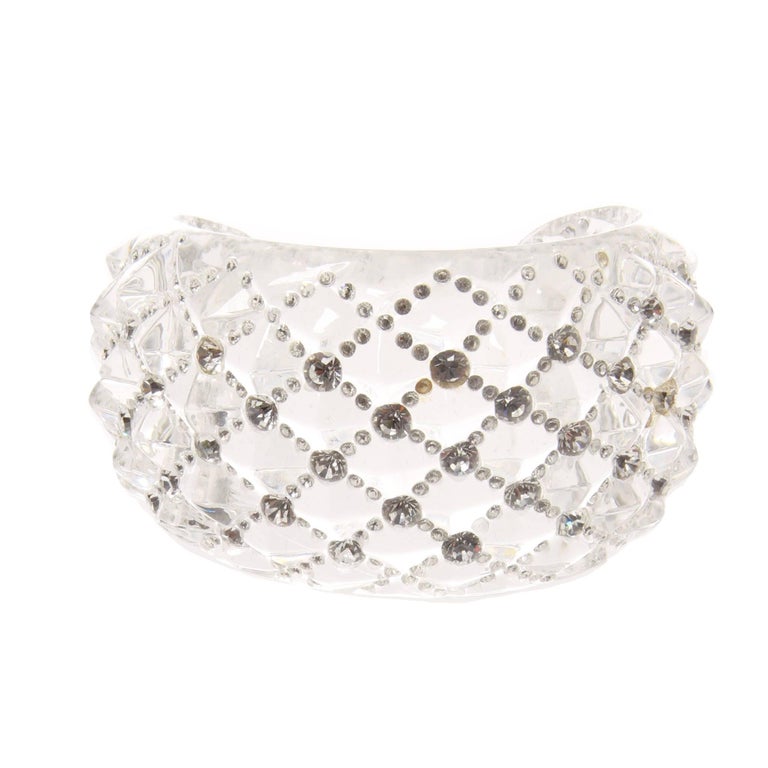 Christian Dior Swarovski Crystal Quilted Lucite Cuff at 1stDibs