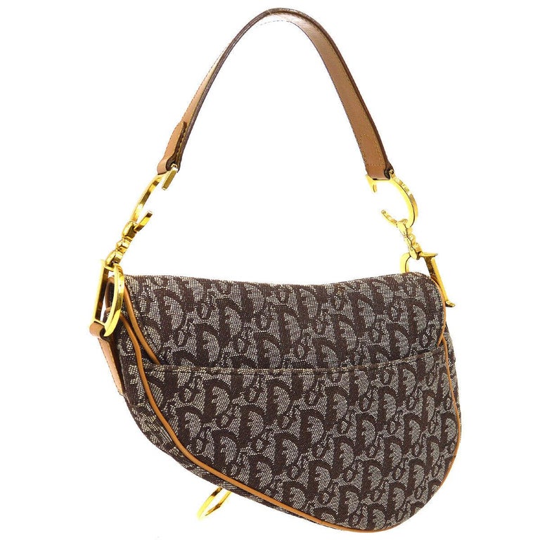 Christian Dior Tan Brown Monogram Cognac Leather 'CD' Logo Charm ...