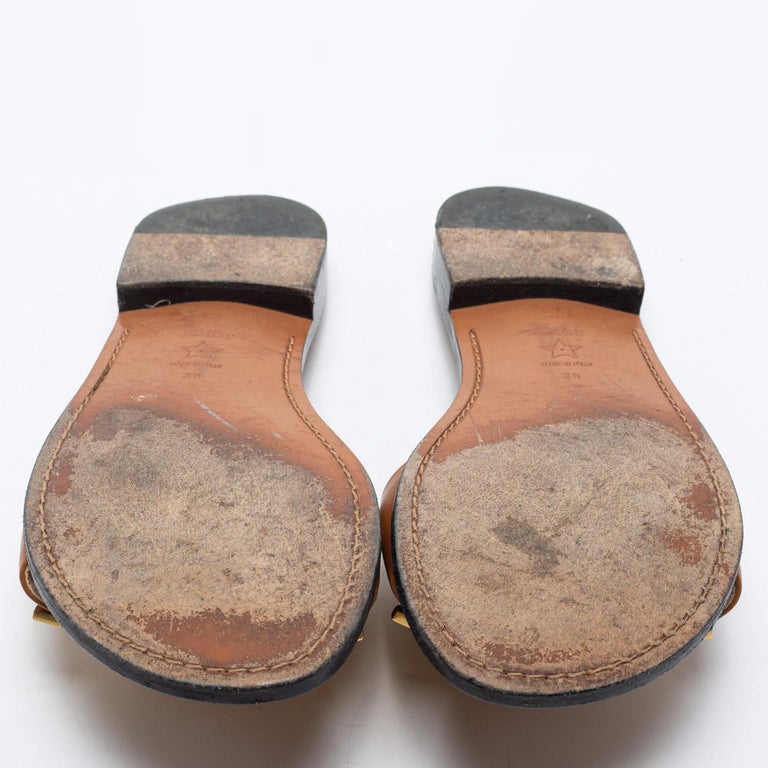 Christian Dior Tan Leather Dior Evolution Flat Slides Size 38 For Sale ...