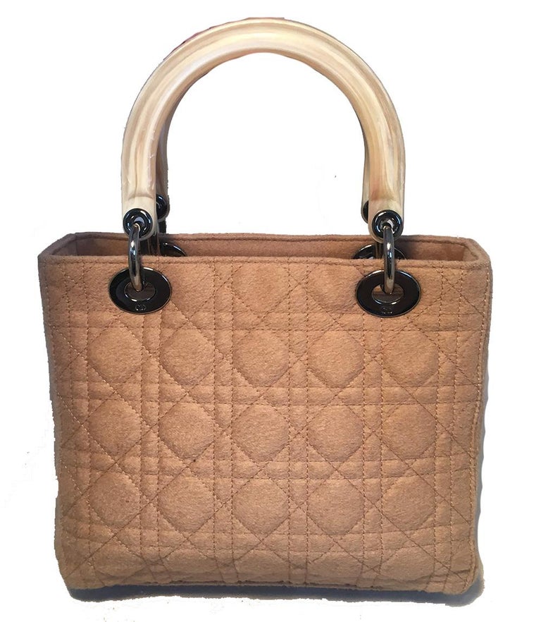 Christian Dior Tan Wool Cannage Quilted Medium Lady Di Bag For Sale at ...