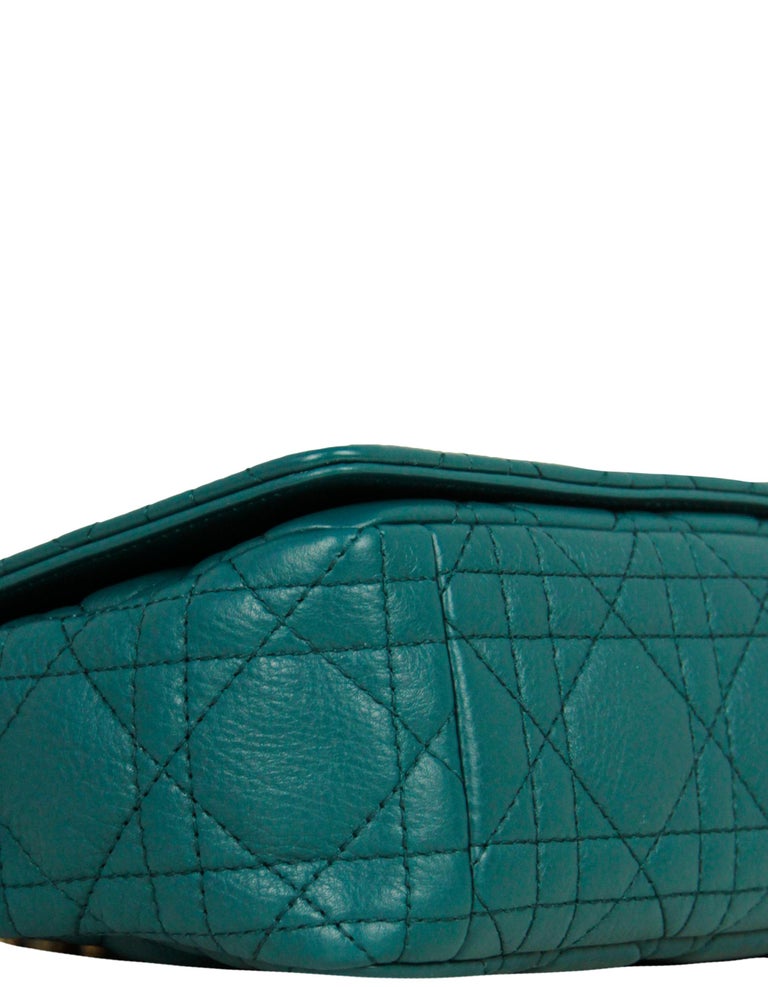 Christian Dior Teal Green Leather Cannage Small Caro Bag For Sale at ...