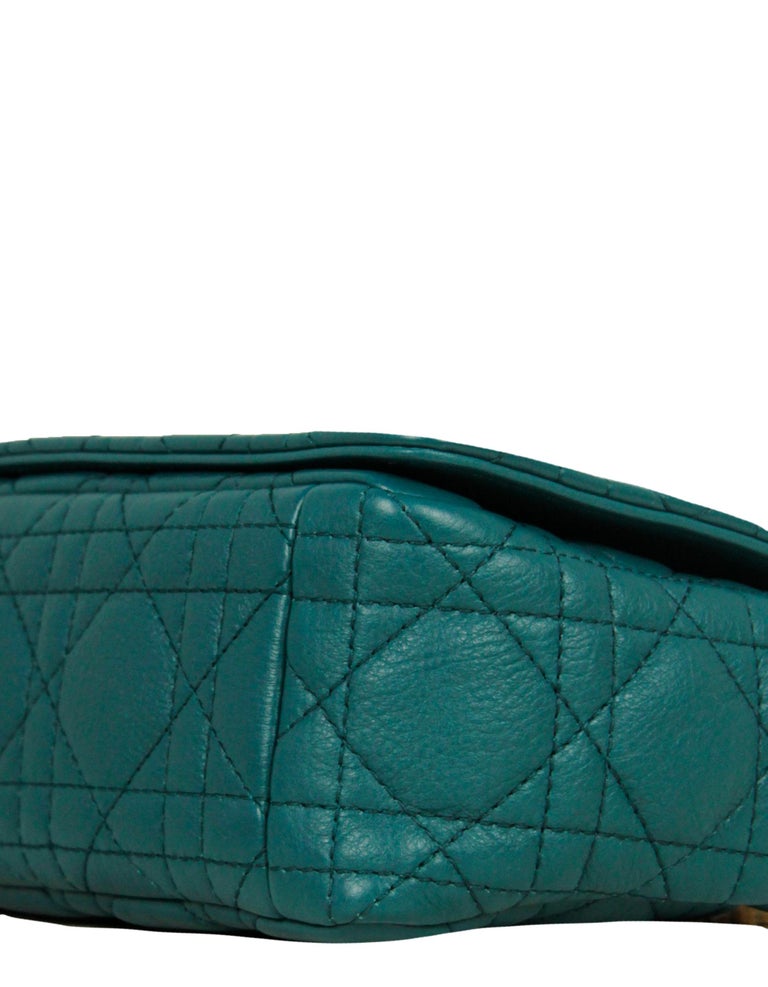 Christian Dior Teal Green Leather Cannage Small Caro Bag For Sale at ...