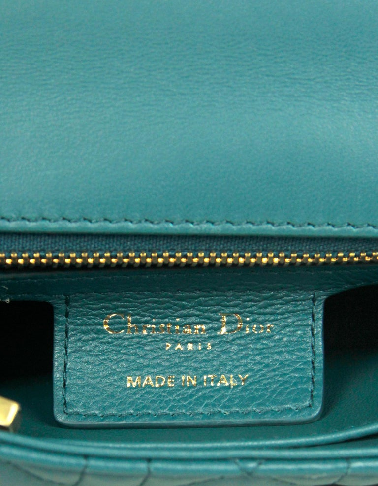 Christian Dior Teal Green Leather Cannage Small Caro Bag For Sale at ...