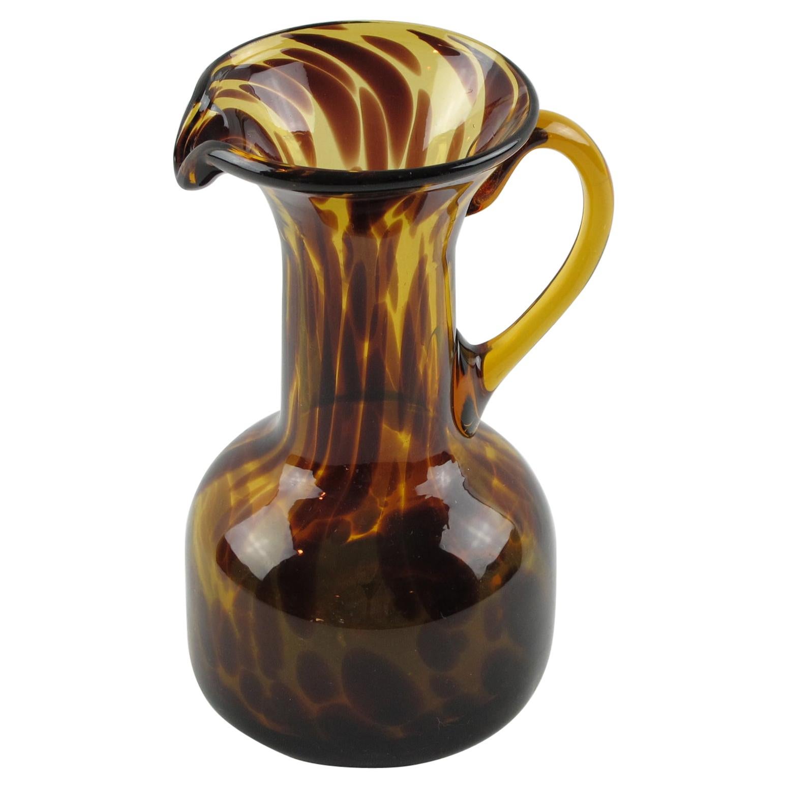 Vintage Clear Italian Blown Glass Pitcher For Sale at 1stDibs