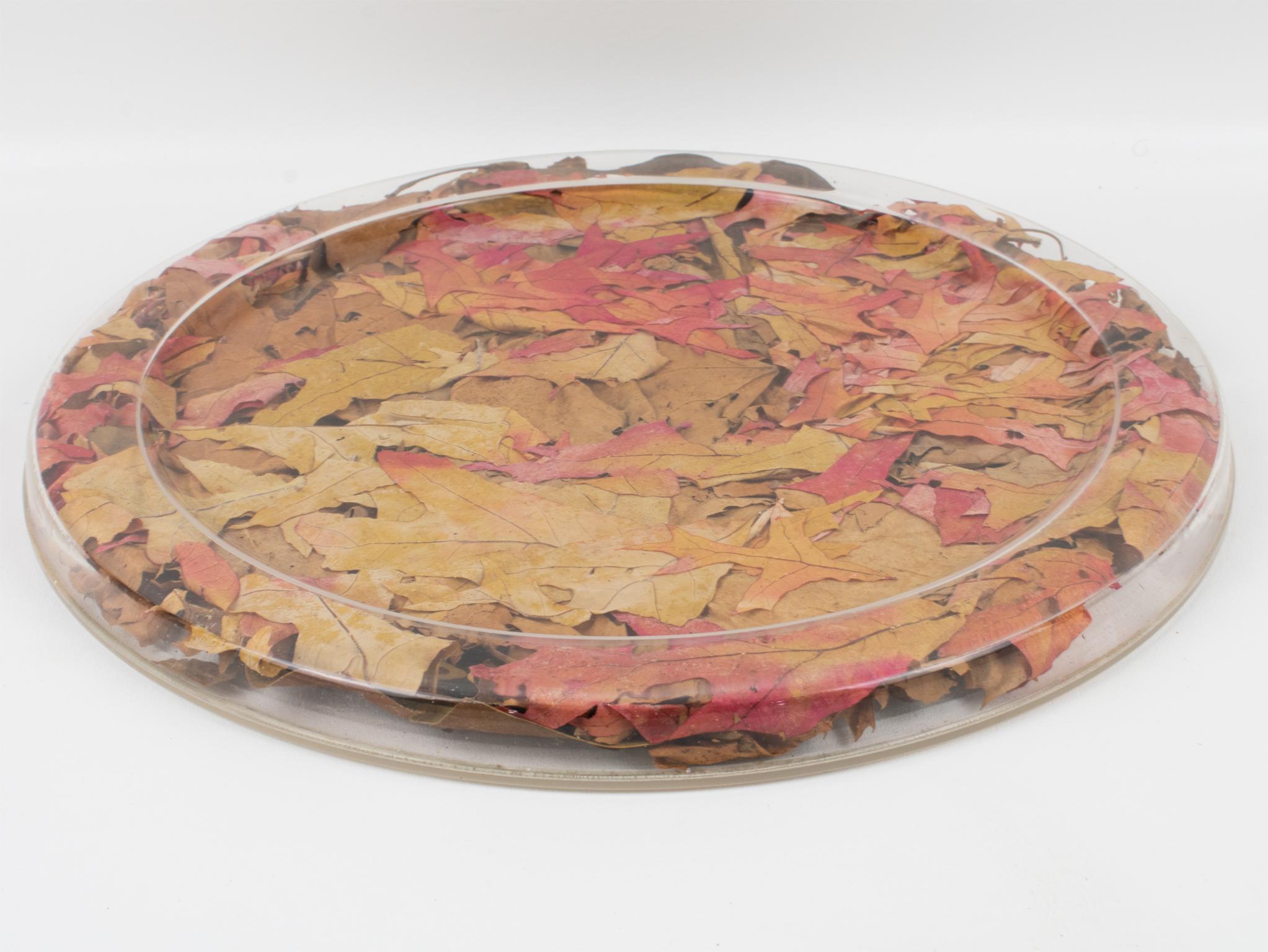 Christian Dior Tray Board Platter Lucite and Autumn Maple Leaves For ...