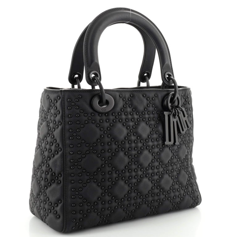 Christian Dior Ultra Matte Lady Dior Bag Cannage Studded Lambskin ...
