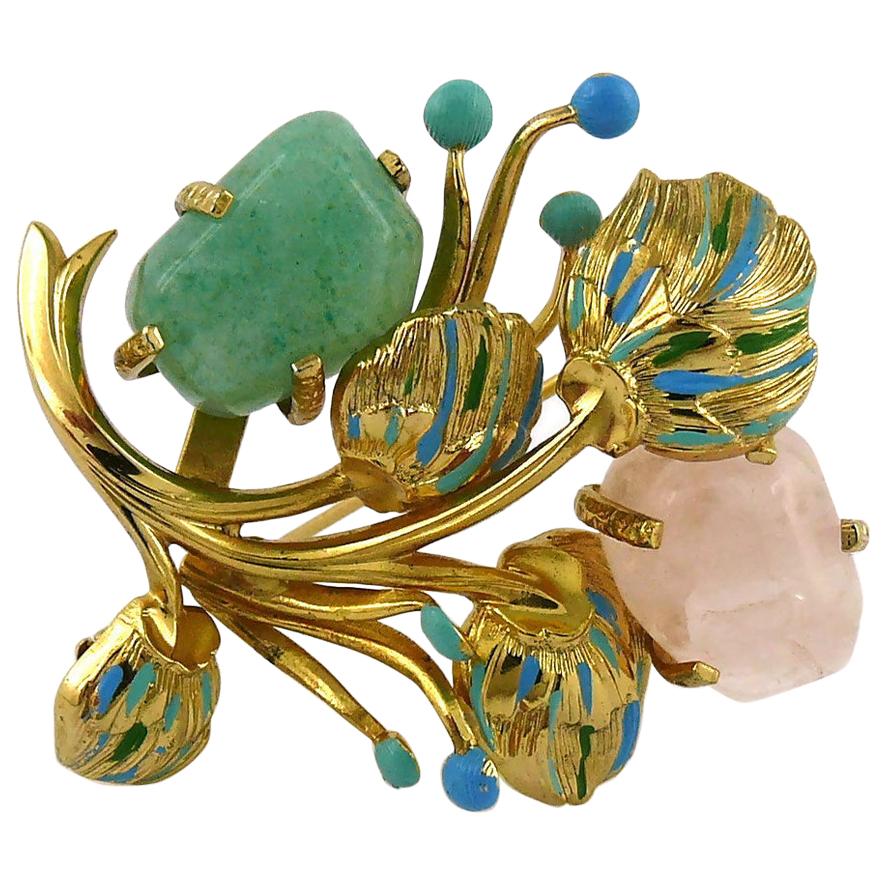 Christian Dior Vintage 1966 Floral Spray Brooch at 1stDibs