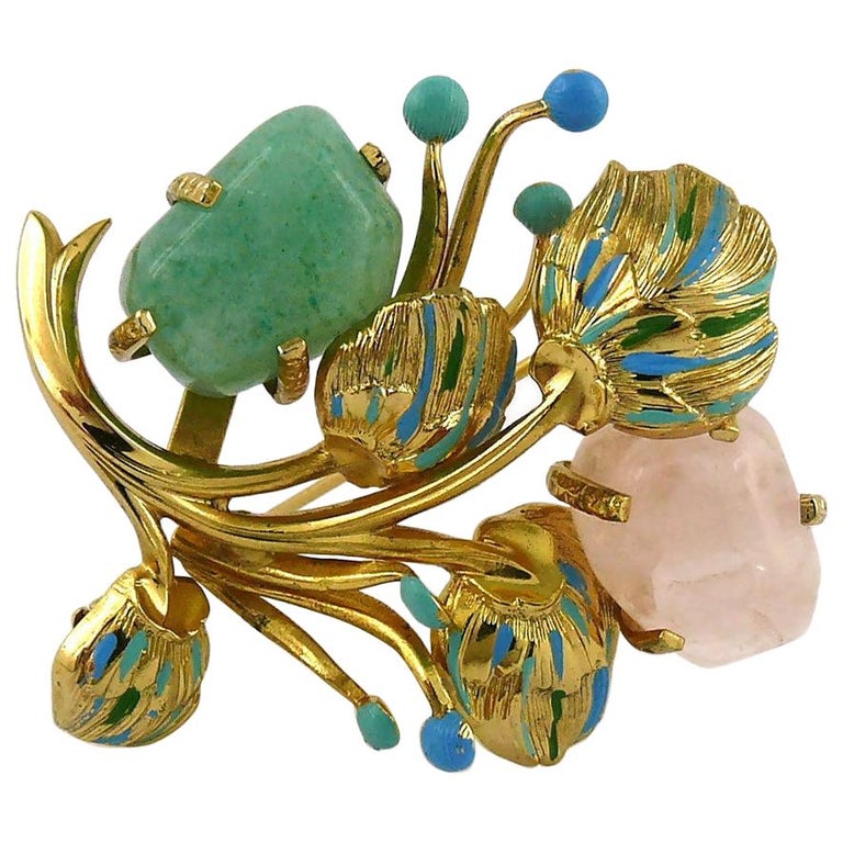 Christian Dior Vintage 1966 Floral Spray Brooch at 1stDibs