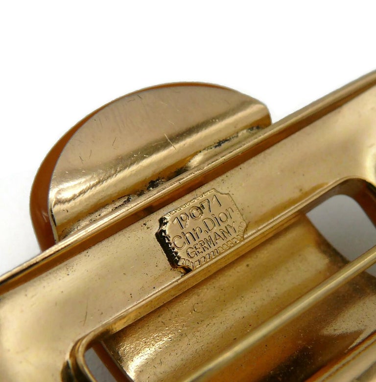CHRISTIAN DIOR Vintage 1971 Gold Tone and Resin Modernist Brooch For ...