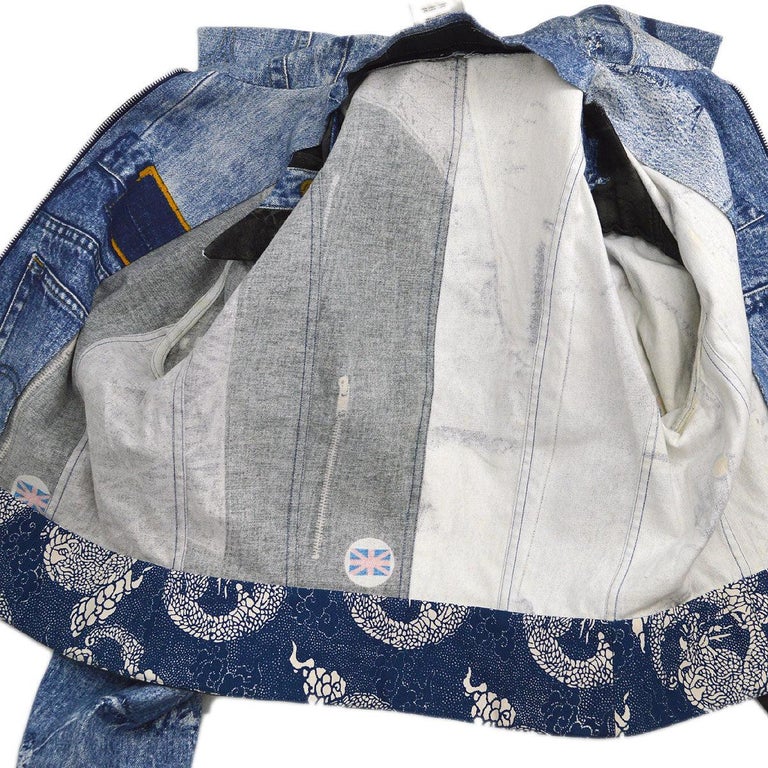 Christian Dior Vintage Black Blue Jean Denim Moto Jacket at 1stDibs