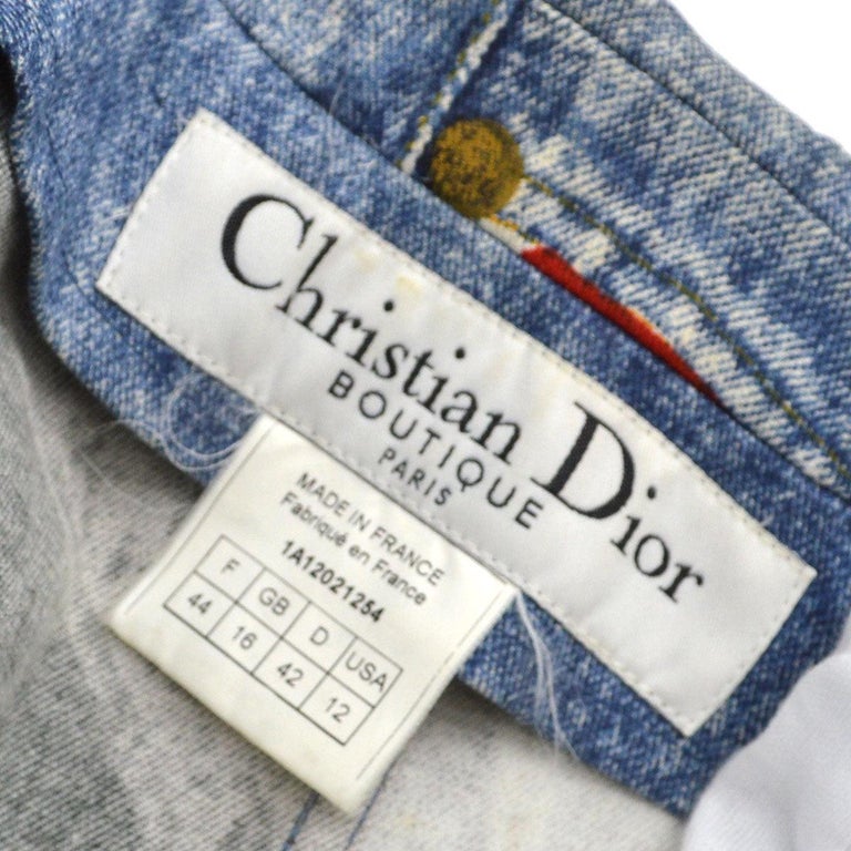 Christian Dior Vintage Black Blue Jean Denim Moto Jacket at 1stDibs