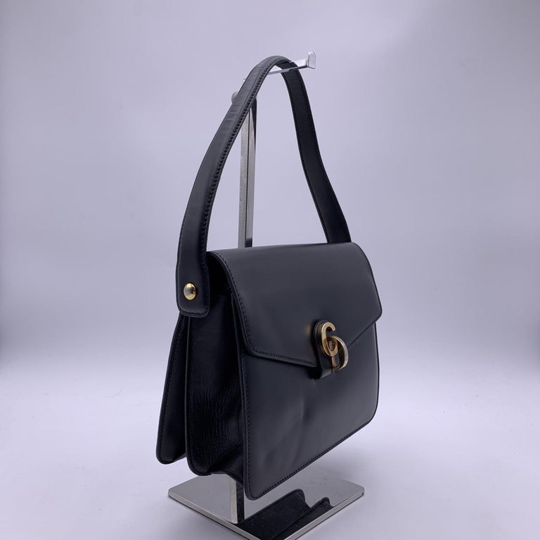 Christian Dior Vintage Black Leather Box Handbag with CD closure For ...