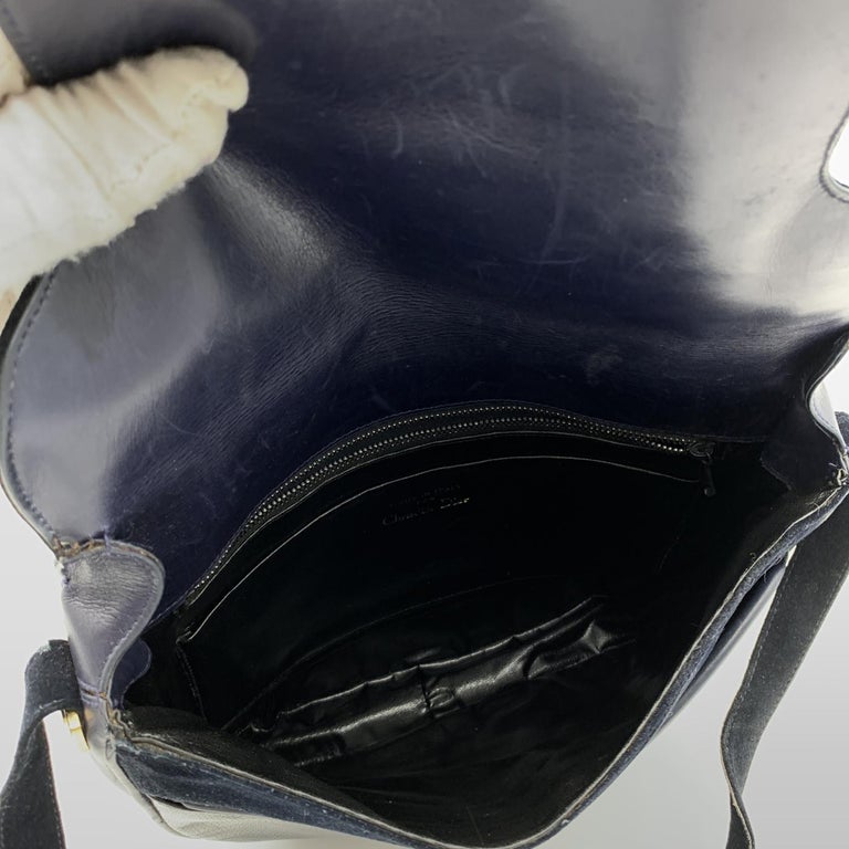 Christian Dior Vintage Blue Leather and Suede Shoulder Bag For Sale at ...