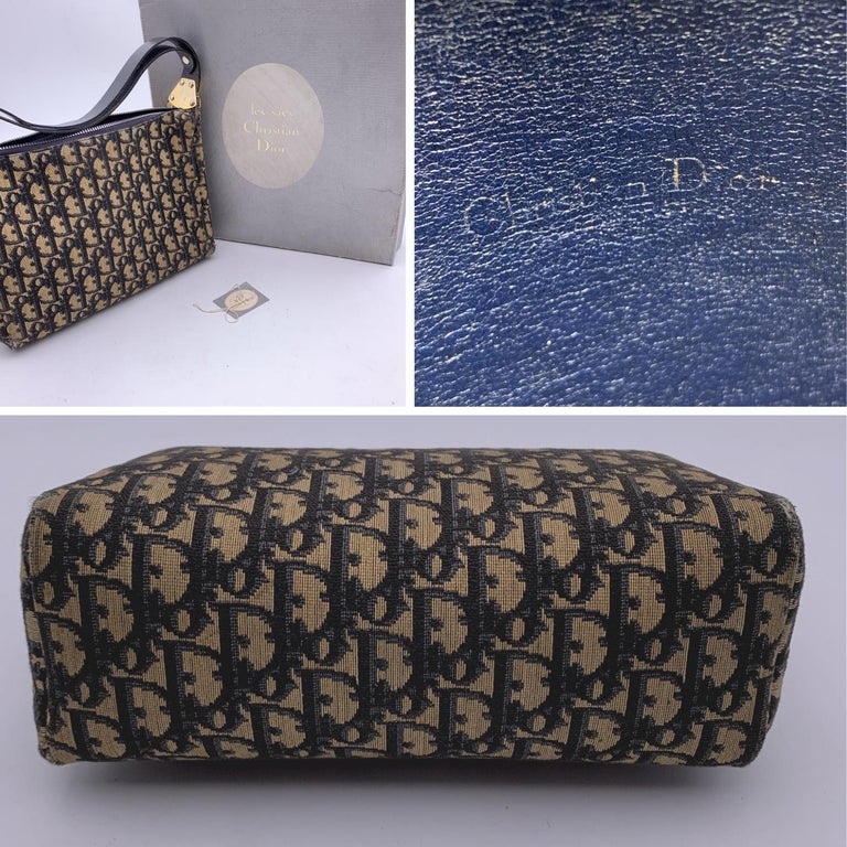 Christian Dior Vintage Blue Logo Tapestry Canvas Shoulder Bag For Sale ...