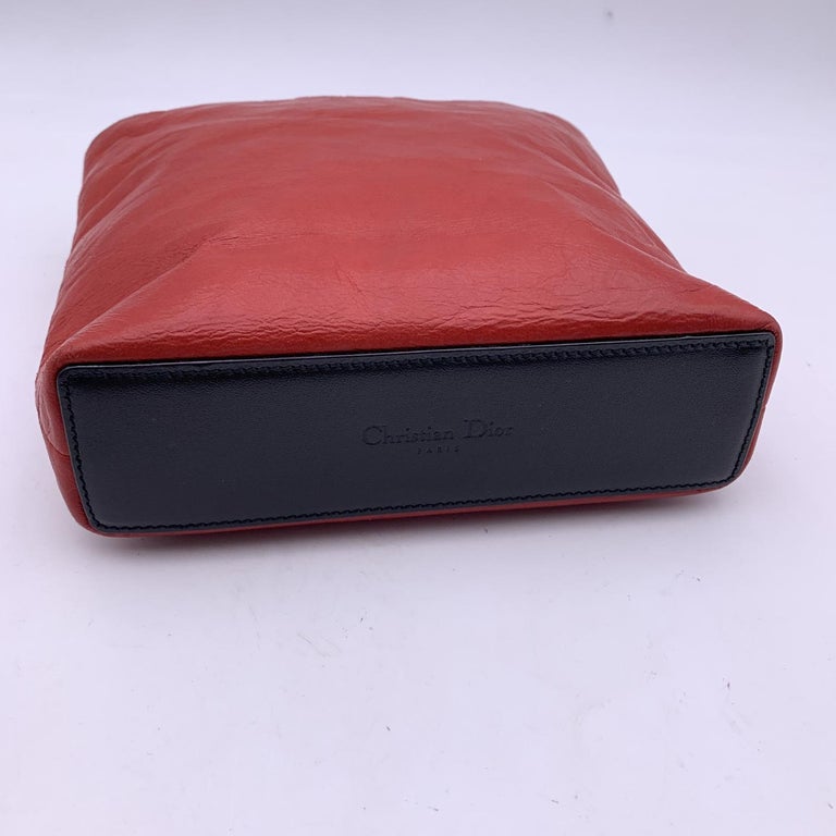 Christian Dior Vintage Brick Red Leather Small Tote Beaded Handles For ...