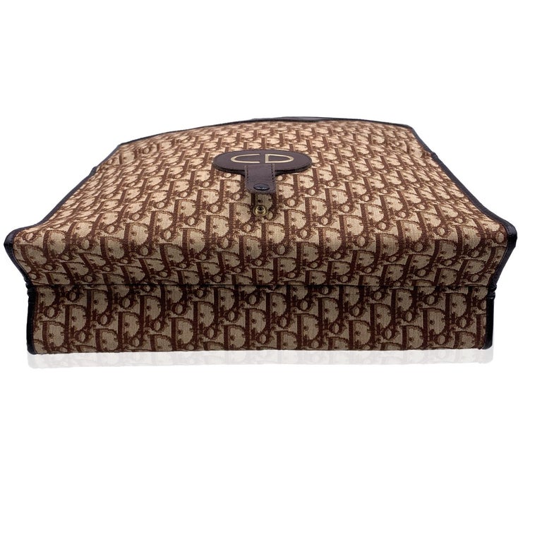 Christian Dior Vintage Brown Logo Canvas Foldable Tote Clutch Bag For ...
