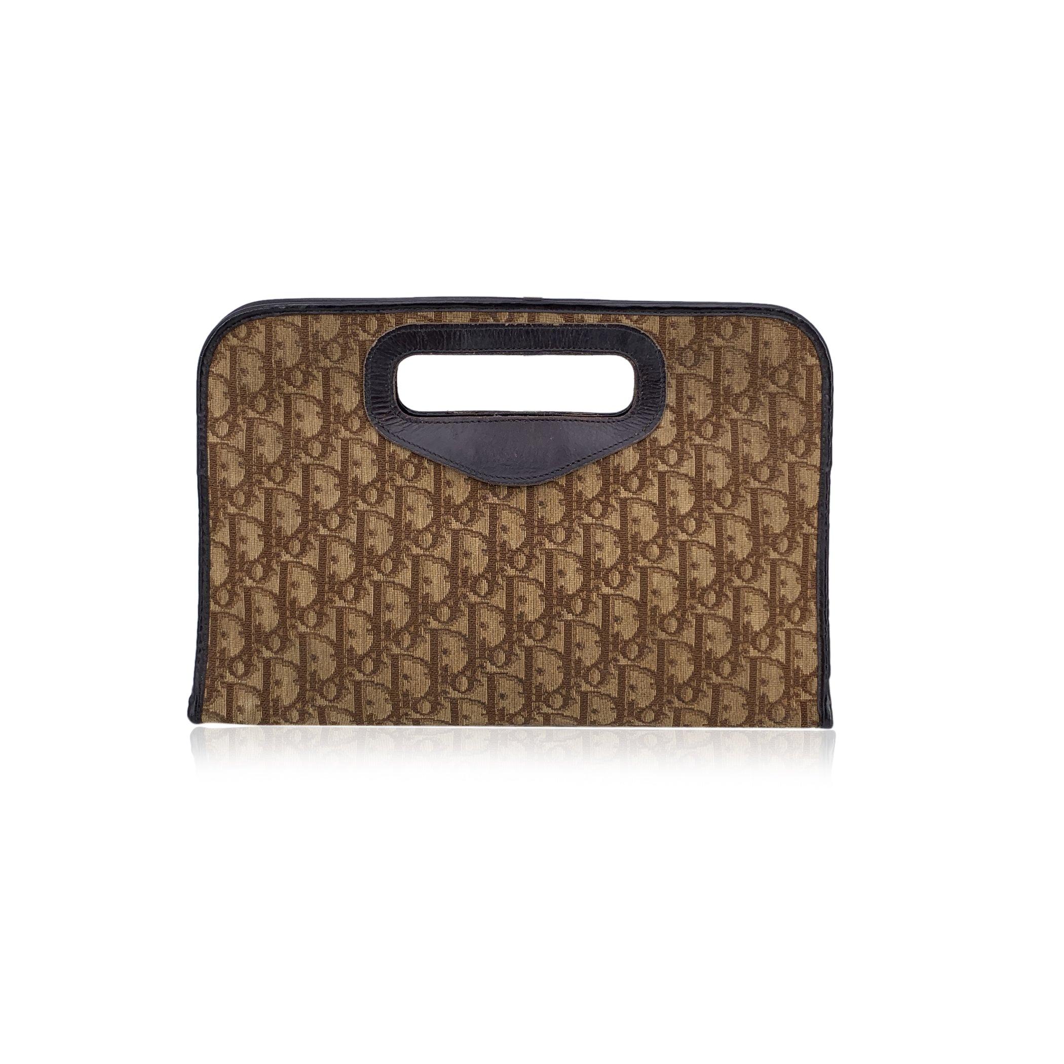 Christian Dior Vintage Brown Monogram Oblique Canvas Handbag For Sale ...