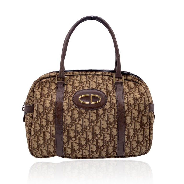 Christian Dior Vintage Brown Oblique Monogram Canvas Boston Bag For ...