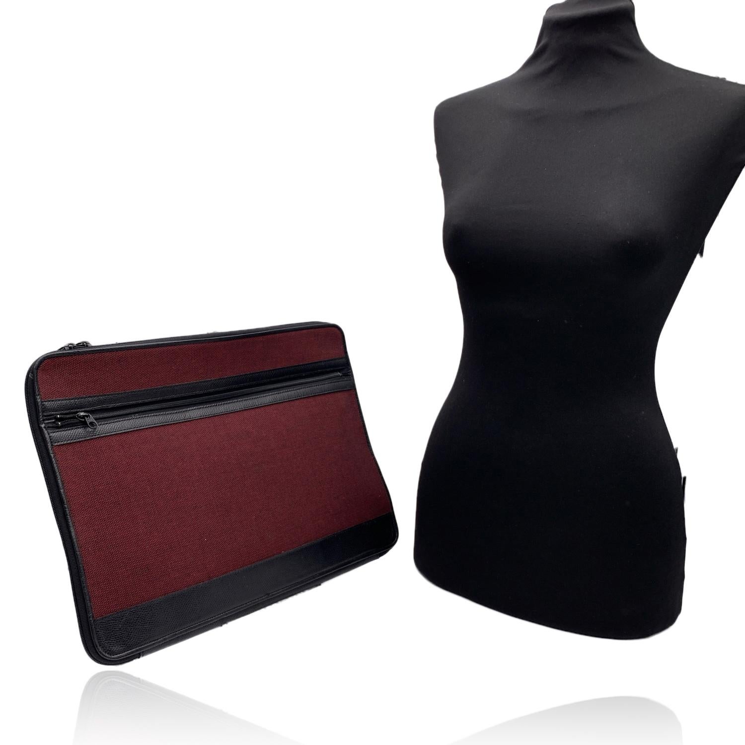 Christian Dior Vintage Burgundy Canvas and Black Leather Portfolio Bag ...