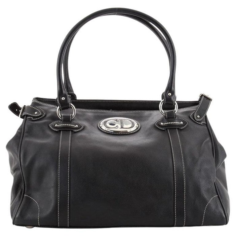 Christian Dior Vintage CD Logo Tote Leather Medium at 1stDibs