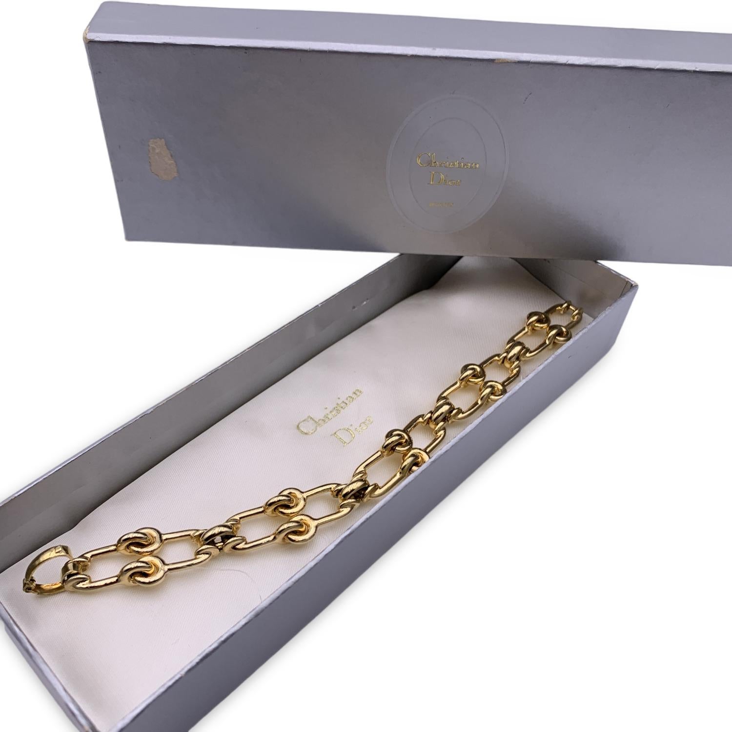 Christian Dior Vintage Gold Metal Chain Link Bracelet For Sale at 1stDibs