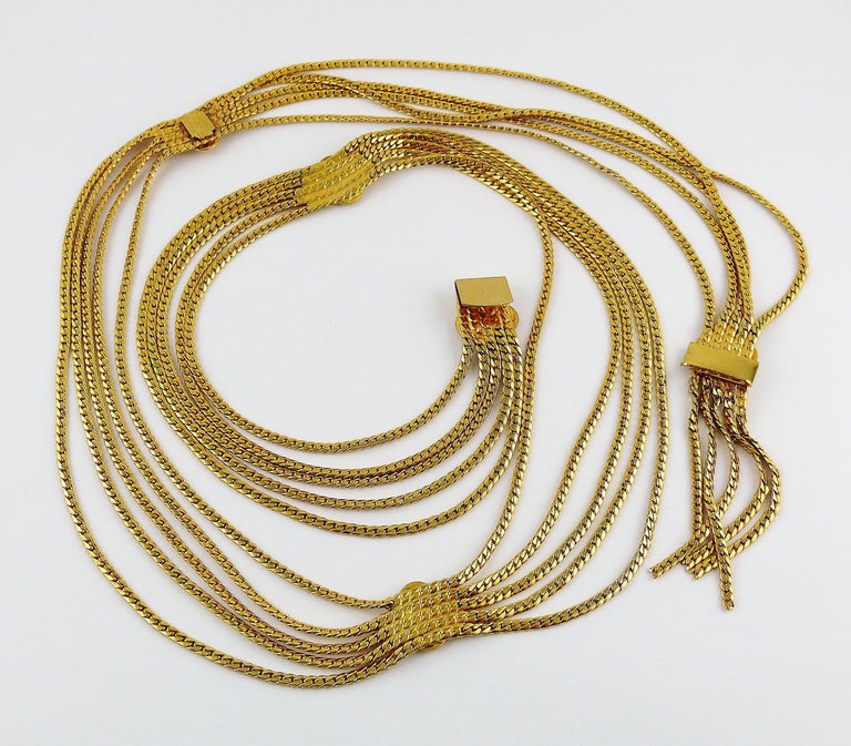 Christian Dior Vintage Gold Toned Chain Link Draping Belt For Sale at ...