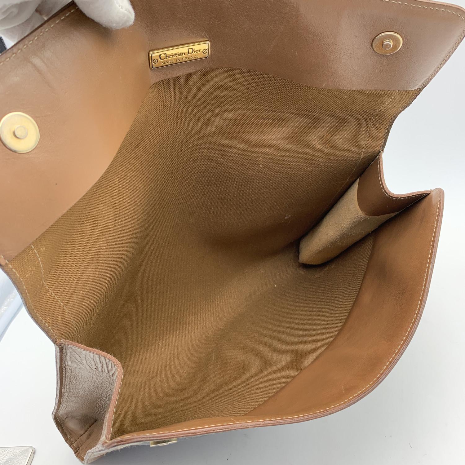 Christian Dior Vintage Grey Logo Canvas Large Clutch Portfolio For Sale at 1stDibs