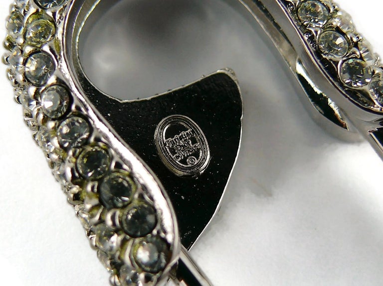 Christian Dior Vintage Iconic Oversized Silver Toned Diamante Safety ...