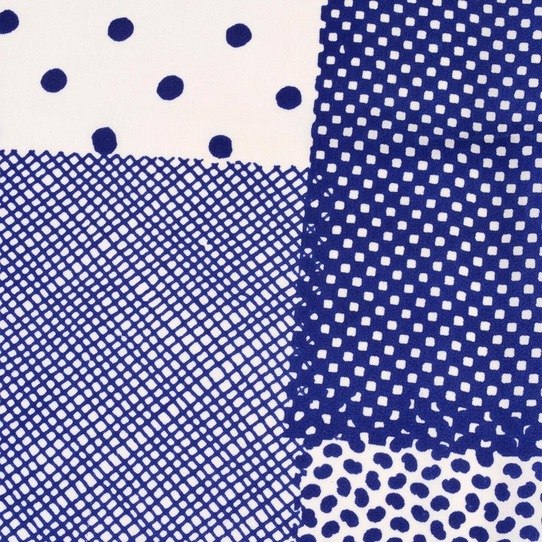 Christian Dior Vintage Indigo Blue and White Patchwork Pattern Silk ...