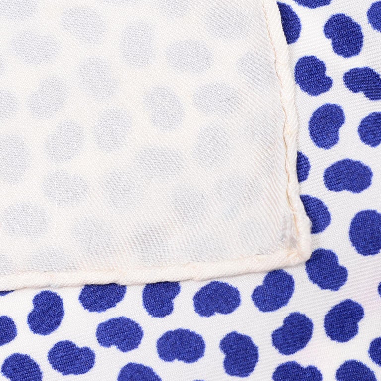 Christian Dior Vintage Indigo Blue and White Patchwork Pattern Silk ...