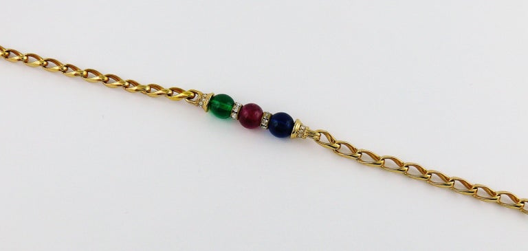 Christian Dior Vintage Jewelled Gold Tone Chain Sautoir Necklace For ...