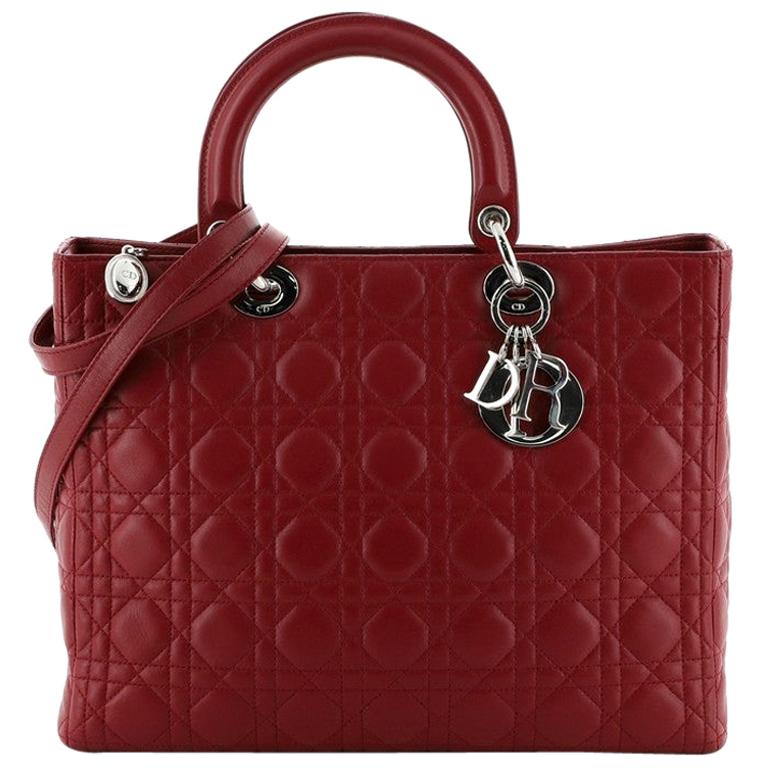 Christian Dior Vintage Lady Dior Bag Cannage Quilt Lambskin Large at ...