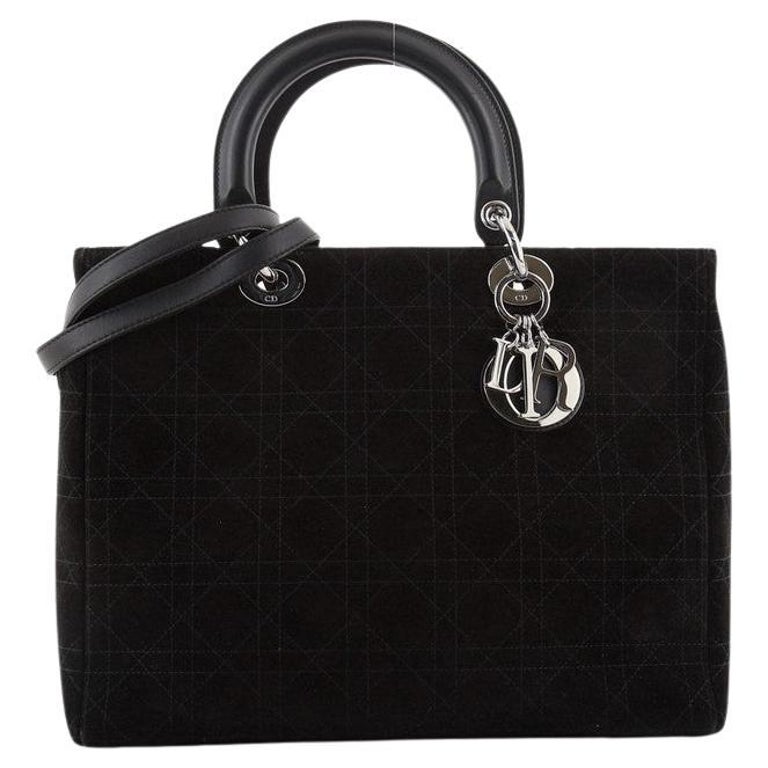 Christian Dior Vintage Lady Dior Bag Cannage Stitch Suede Large at 1stDibs