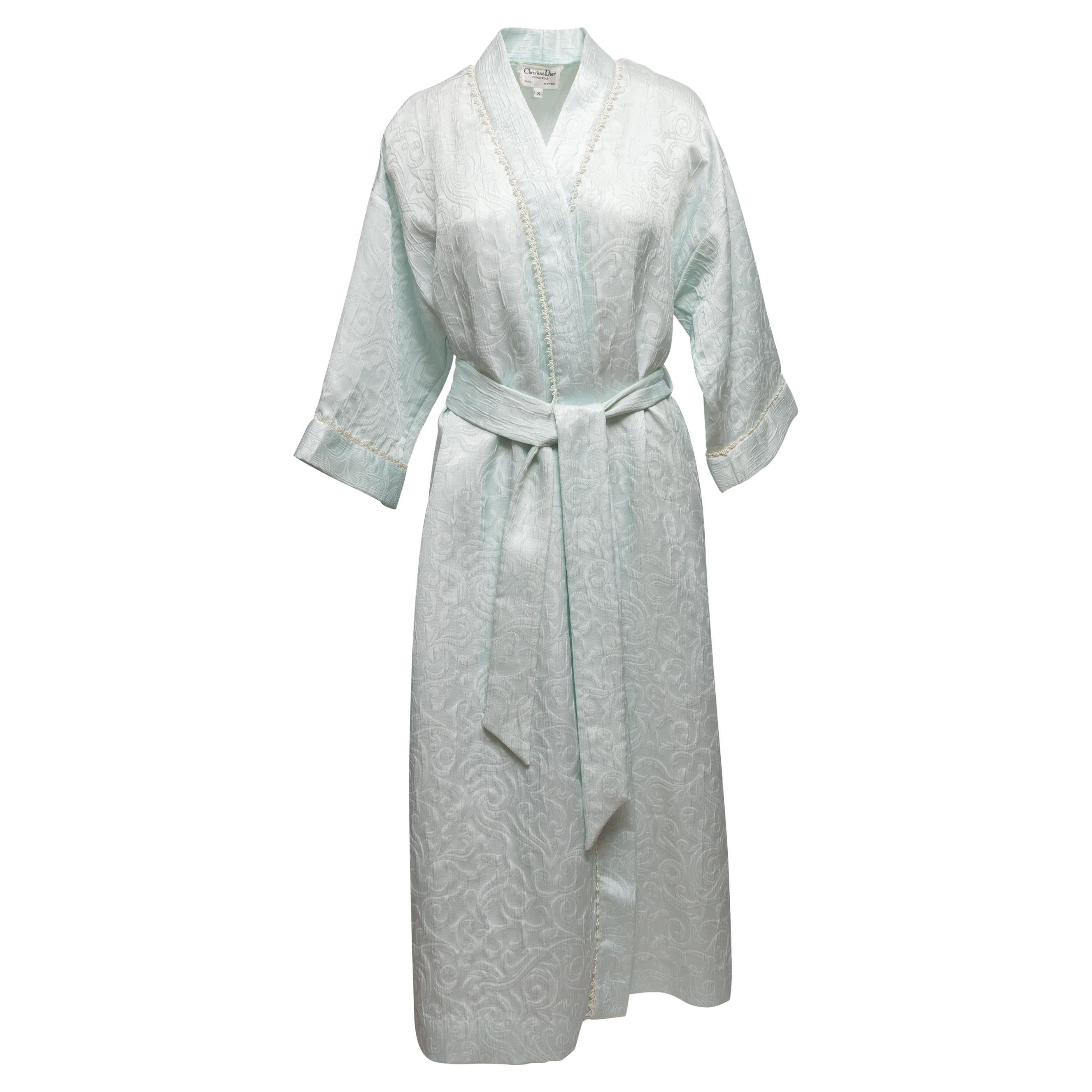 Christian Dior Vintage Light Blue Satin Robe For Sale at 1stDibs