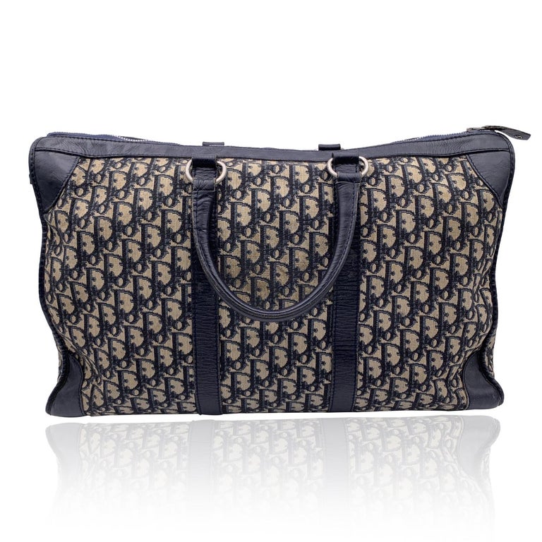 Christian Dior Vintage Monogram Blue Travel Unisex Weekender Bag For ...