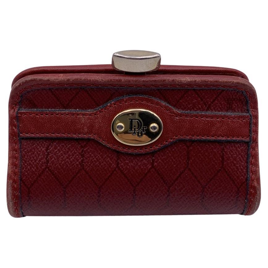 Christian Dior Vintage Red Burgundy Canvas Small Coin Purse For Sale at ...