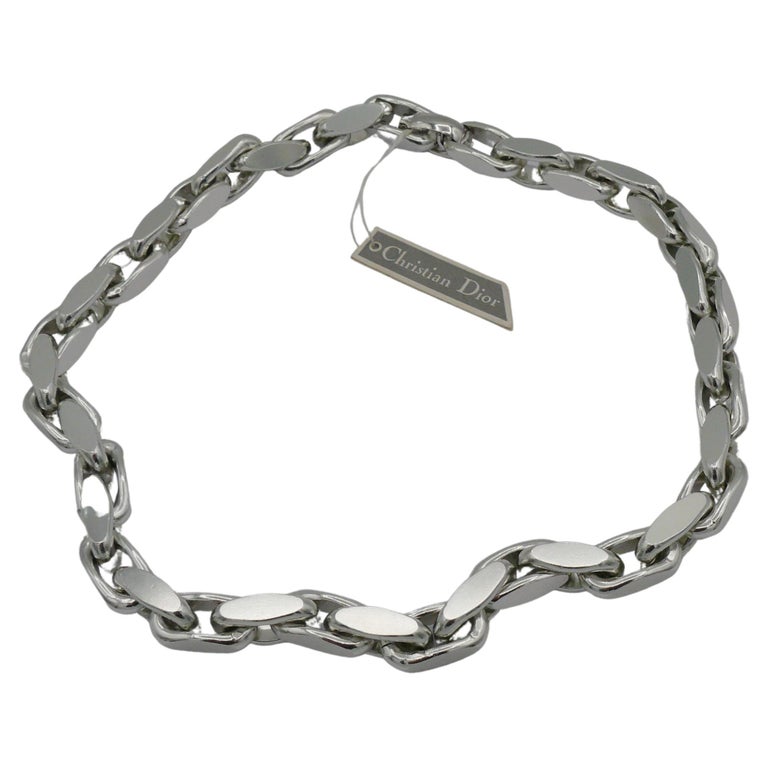 CHRISTIAN DIOR Vintage Silver Tone Chain Necklace, 1973 For Sale at 1stDibs