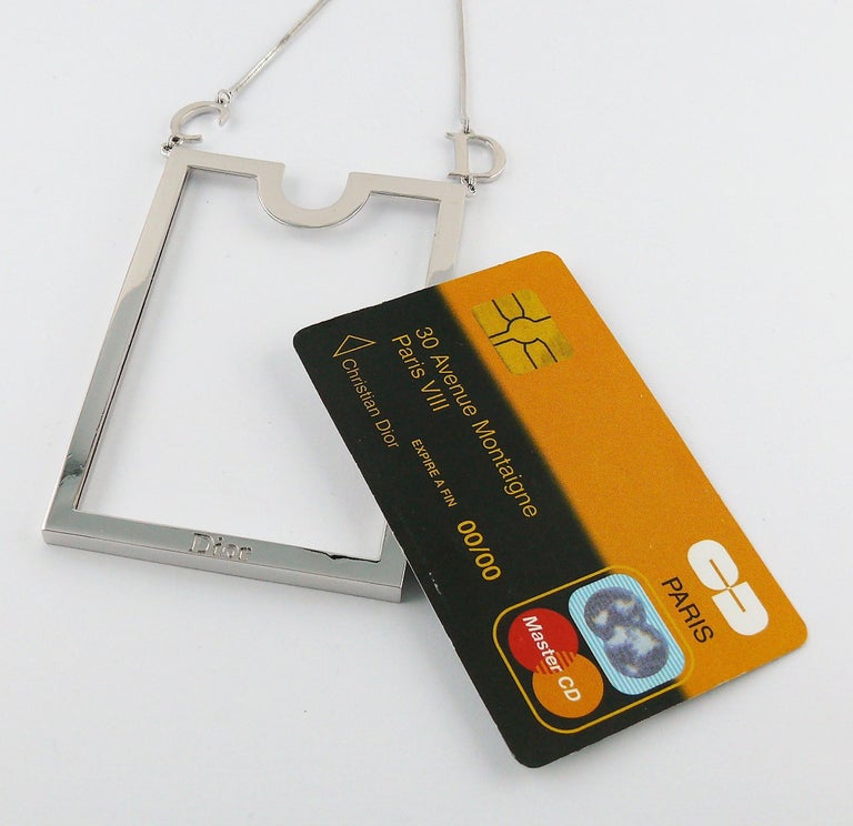 Christian Dior Vintage Silver Toned Credit Card Holder Pendant Necklace ...