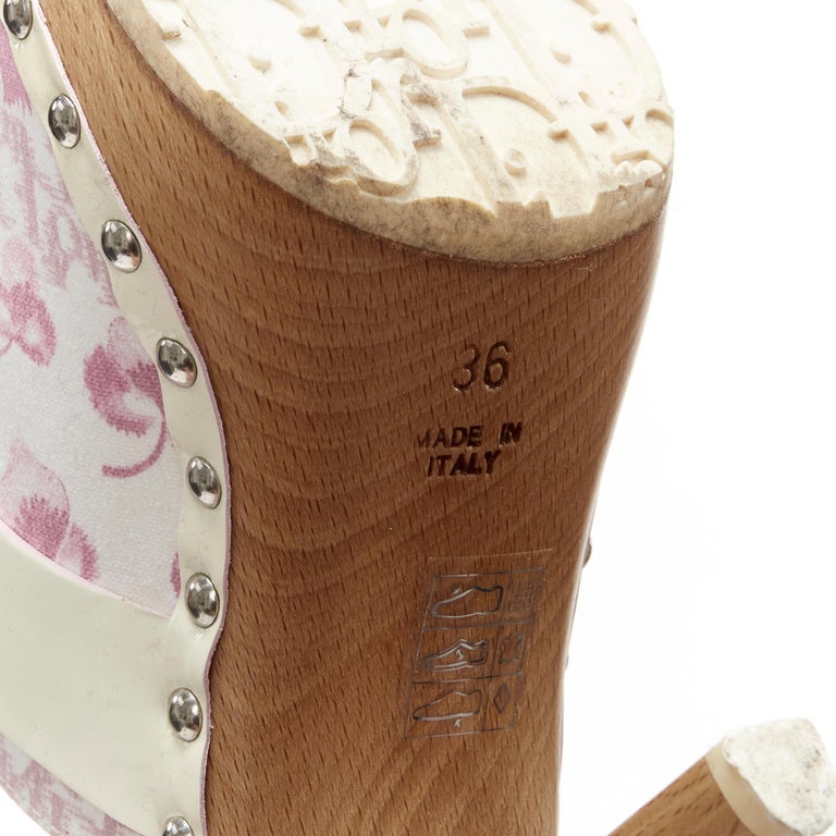 CHRISTIAN DIOR Vintage Y2K pink Trotteur Blossom monogram wooden clog ...