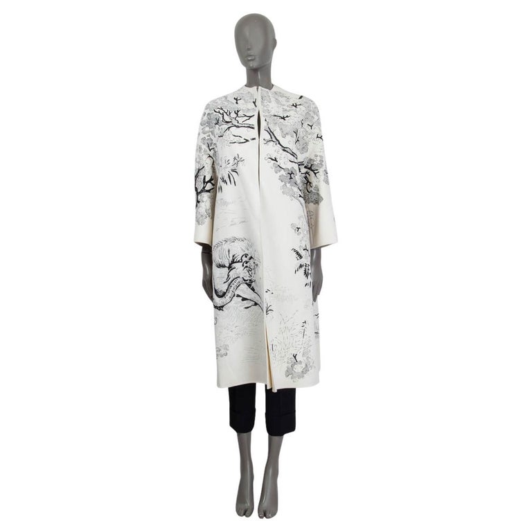 CHRISTIAN DIOR white wool and rabbit hair 2019 EMBROIDERED Coat Jacket ...