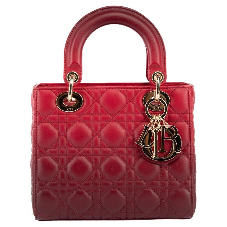 Christian Dior Women's Small Red Gradient Cannage My ABCDior Lady Dior ...