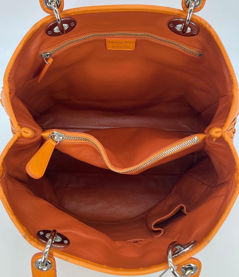 Christian Dior Woven Leather Orange Lady Dior Avenue Tote For Sale at ...