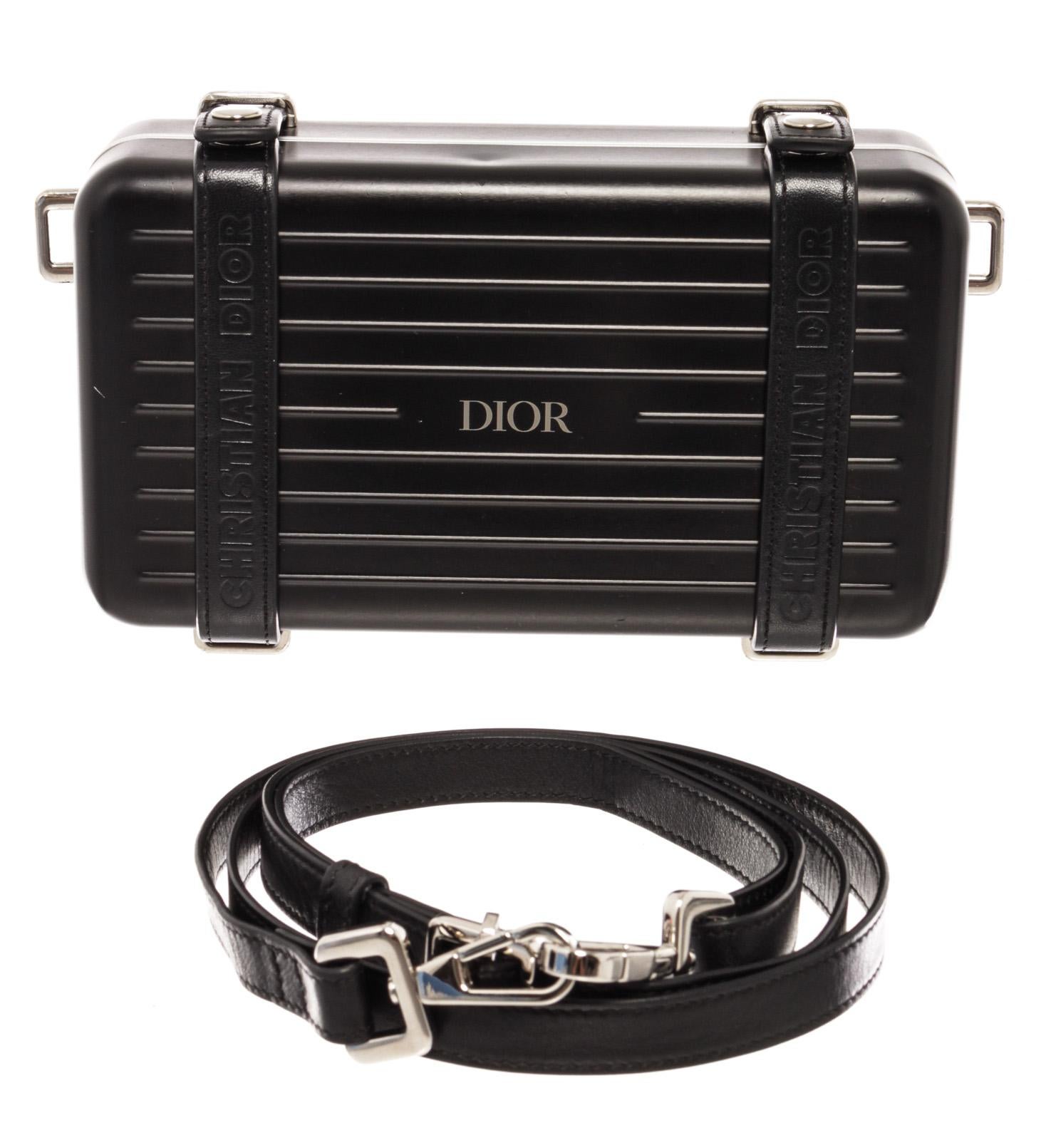 Christian Dior X Rimowa Black Aluminum Calfskin Leather Personal Clutch ...