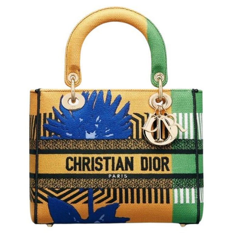 Christian Dior Yellow and Green LADY D-LITE MEDIUM BAG For Sale at 1stDibs
